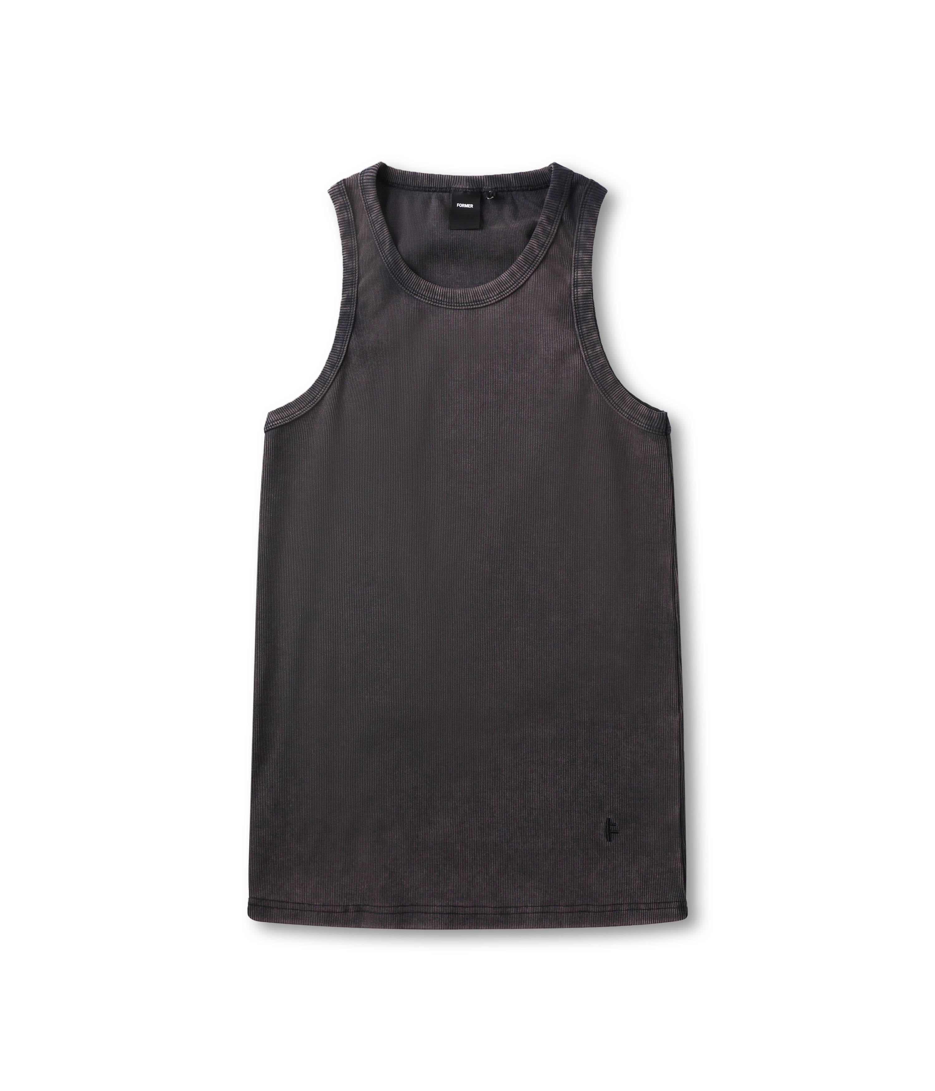ACID RIB SINGLET // WASHED BLACK – Former Merchandise Australia