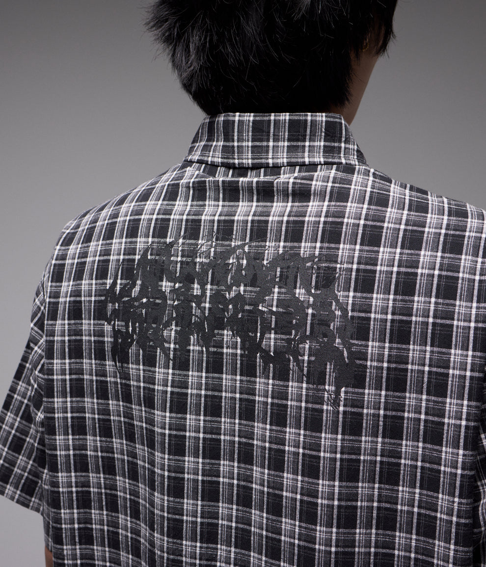VIVIAN PRAISE CHECK SS SHIRT // BLACK – Former Merchandise Australia